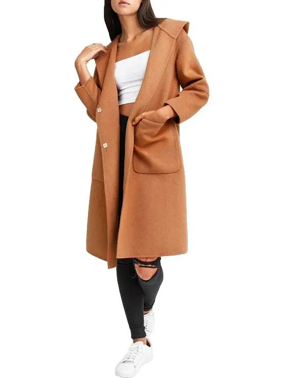 BELLE & BLOOM Walk This Way Wool Blend Oversized Coat - Camel