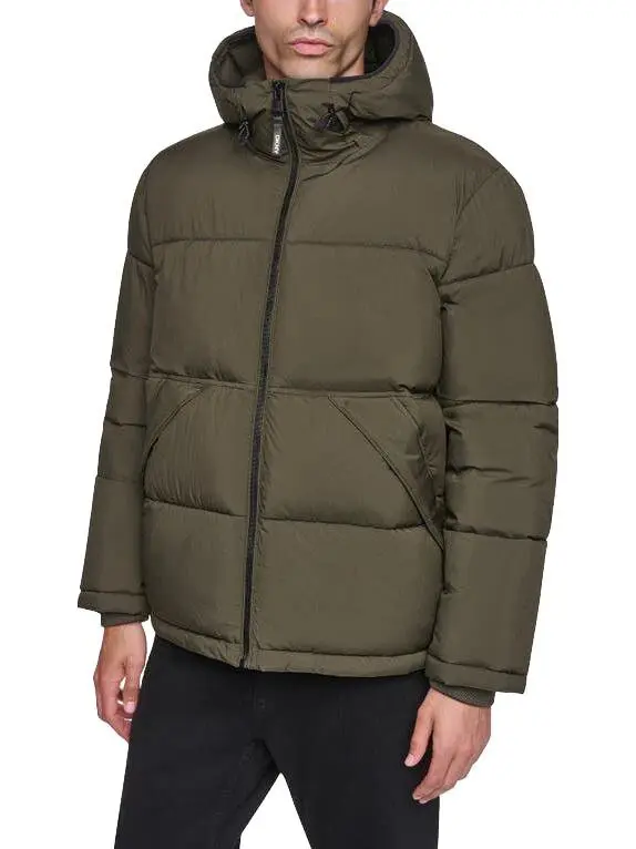 Dkny Hooded Puffer Jacket - Olive