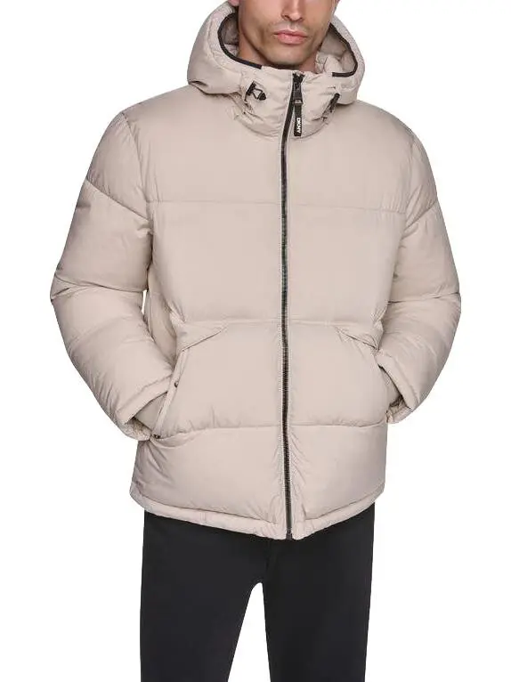 Dkny Hooded Puffer Jacket - Stone