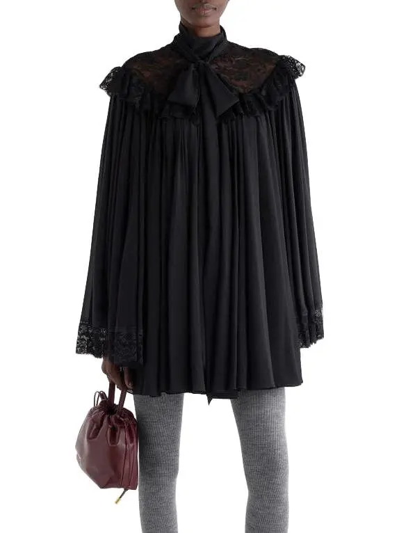 Chloé Iconic Long Sleeve Organic Silk Georgette Minidress - Black