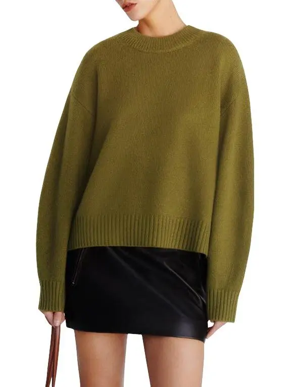 REFORMATION Cove Cashmere Oversized Crewneck Sweater - Pear