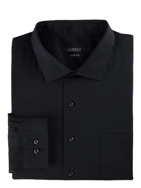 SYNRGY BY DXL Big & Tall Performance Solid Dress Shirt V2 - Black