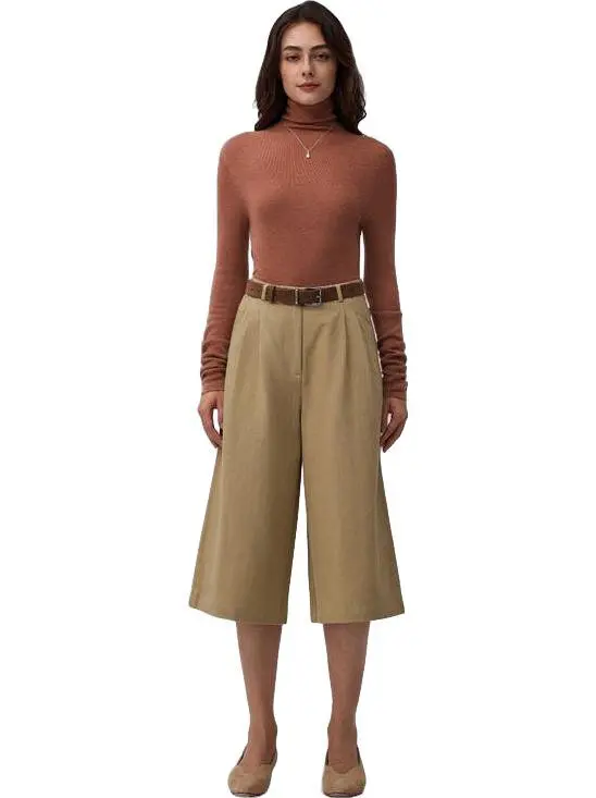 JUANA Wide Leg Culotte Shorts - Sand