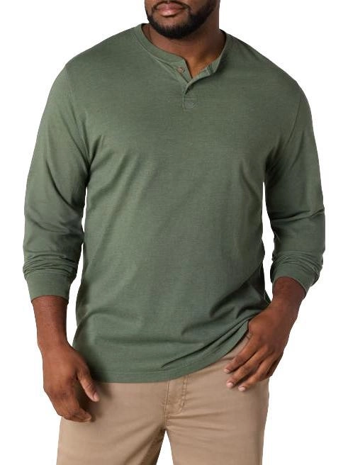 TRUE NATION BY DXL Big & Tall Garment-dyed Henley Shirt - Thyme
