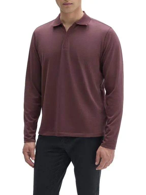 Robert Barakett Whistler Long Sleeve Cotton Polo - Deep Bordeaux