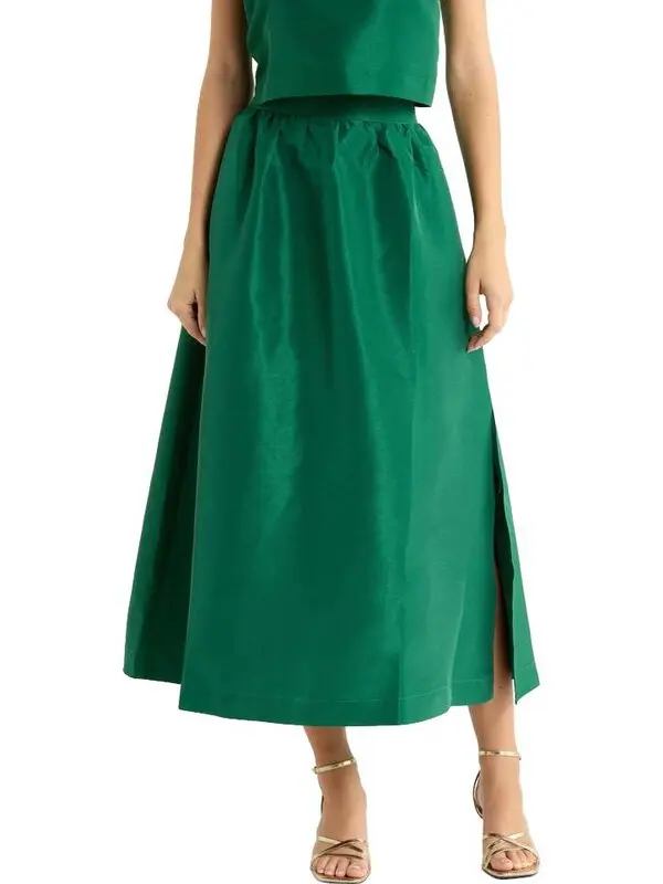 SUGARLIPS Hestia Caryn Taffeta Maxi Skirt - Emerald