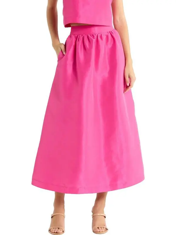 SUGARLIPS Hestia Caryn Taffeta Maxi Skirt - Fuchsia