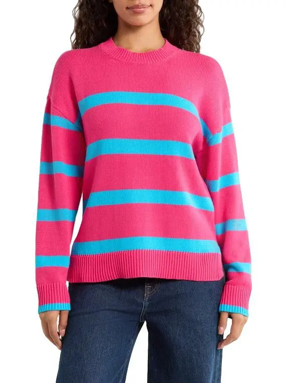 SUGARLIPS Saphy Stripe Sweater - Fuchsia-multi