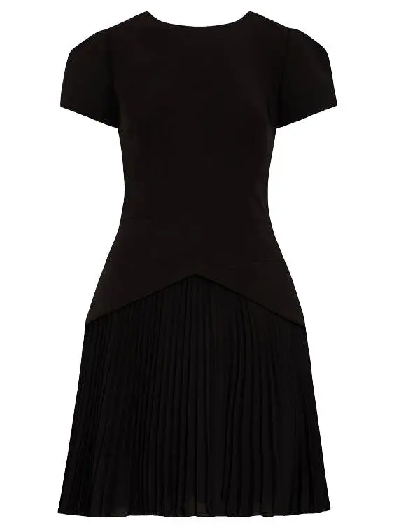 MILLY Haddy Pleated Minidress - Black
