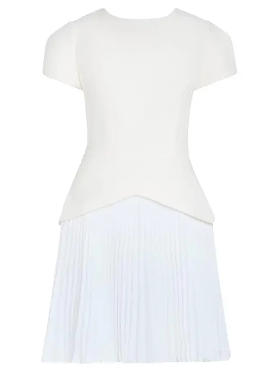 MILLY Haddy Pleated Minidress - Ecru