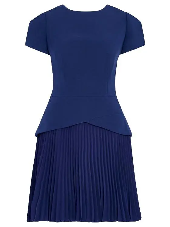 MILLY Haddy Pleated Minidress - Navy