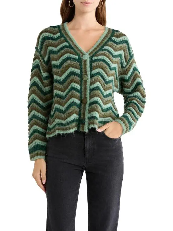 SUGARLIPS Harp Zig Zag Cardigan - Emerald