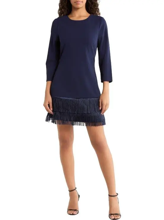 SUGARLIPS Venetia Fringe Hem Minidress - Navy