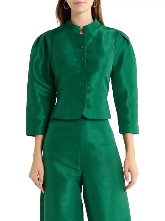 SUGARLIPS Hestia Puff Sleeve Jacket - Emerald