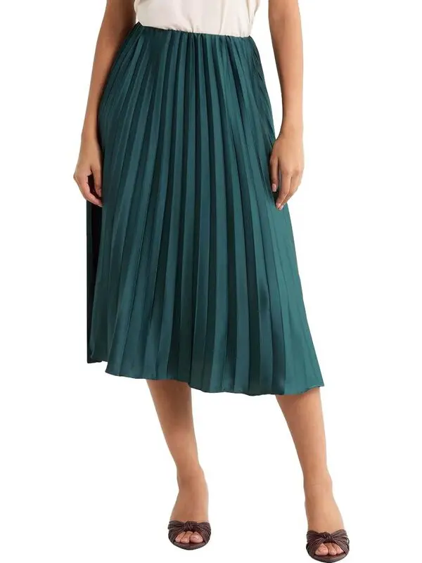 SUGARLIPS Sidney Pleated Maxi Skirt - Emerald