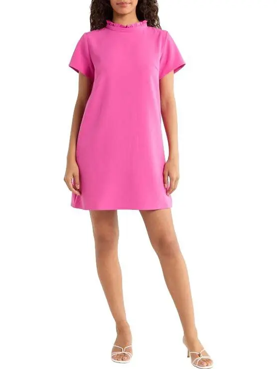 SUGARLIPS Rickie Ruffle Collar Shift Dress - Rose