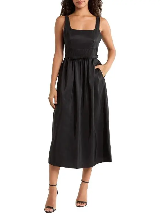 SUGARLIPS Alani Clio Pleat Midi Dress - Black