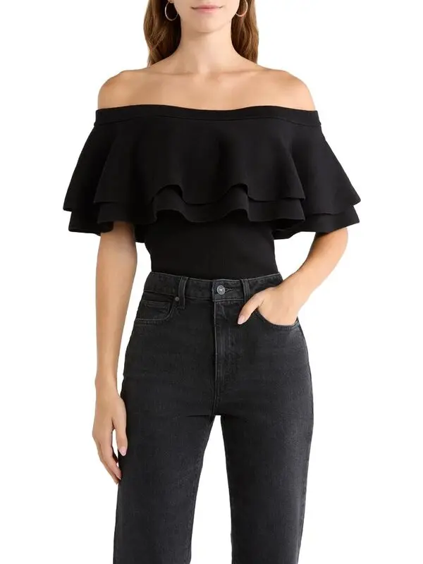 SUGARLIPS Genoa Kaila Off The Shoulder Top - Black