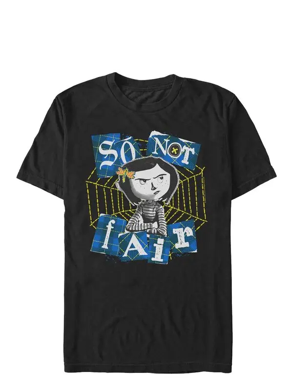 CORALINE So Not Fair Quote Short Sleeve T-shirt - Black
