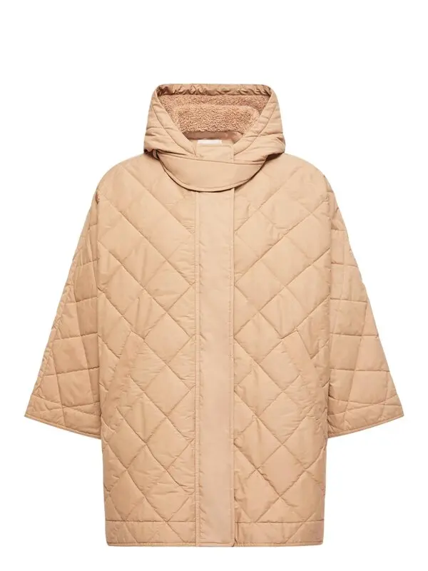 Moncler Diamond-quilted Hooded Cape - Beige