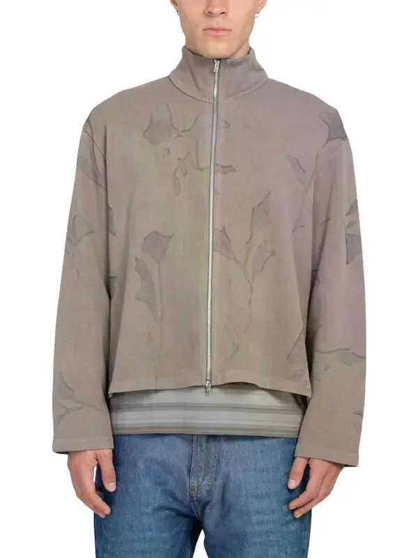 Our Legacy Shrunken Floral-print Zip Sweatshirt - Neutrals