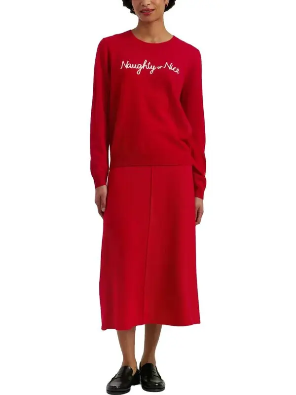 Chinti & Parker Slogan-embroidered Crew-neck Sweater - Red