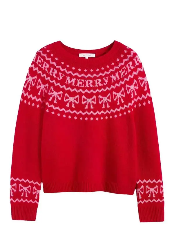 Chinti & Parker Bow-intarsia Wool-blend Sweater - Red