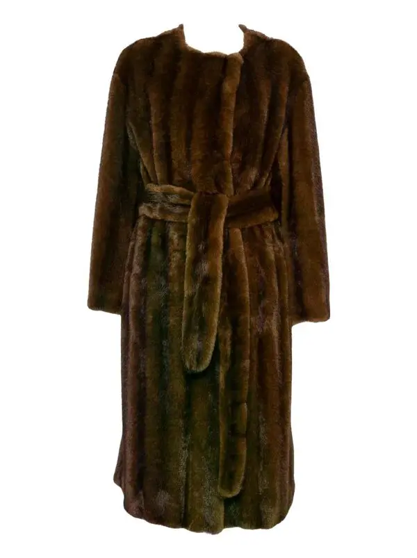 STAND STUDIO Miranda Belted Faux-fur Coat - Brown