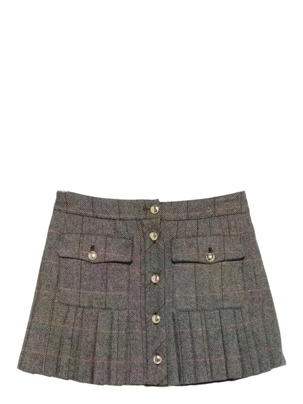 Maje Check-pattern Mini Pleated Skirt - Brown