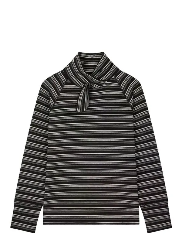 STUDIO TOMBOY Striped High-neck Long-sleeve T-shirt - Black