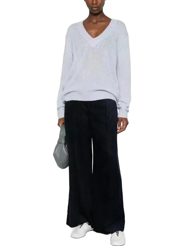 VIA MASINI 80 Corduroy-effect Wide-leg Trousers - Blue
