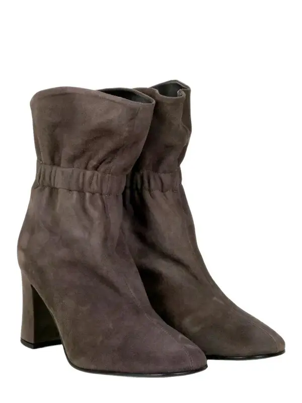 NAPOLEONI Ruched Suede Ankle Boots - Brown