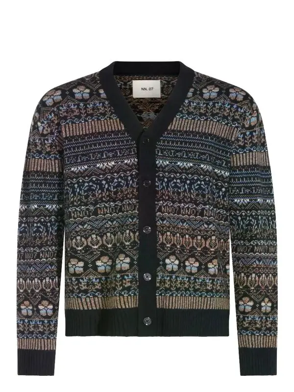 Nn07 Tobias Fair Isle-intarsia Cardigan - Blue
