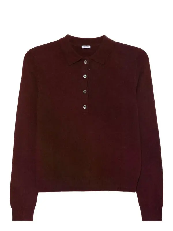 Aspesi Cashmere Polo Top - Red