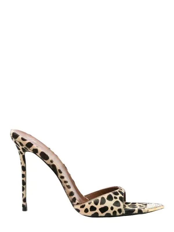 GIUSEPPE ZANOTTI Leopard-print Crystal-embellished Sandals - Neutrals