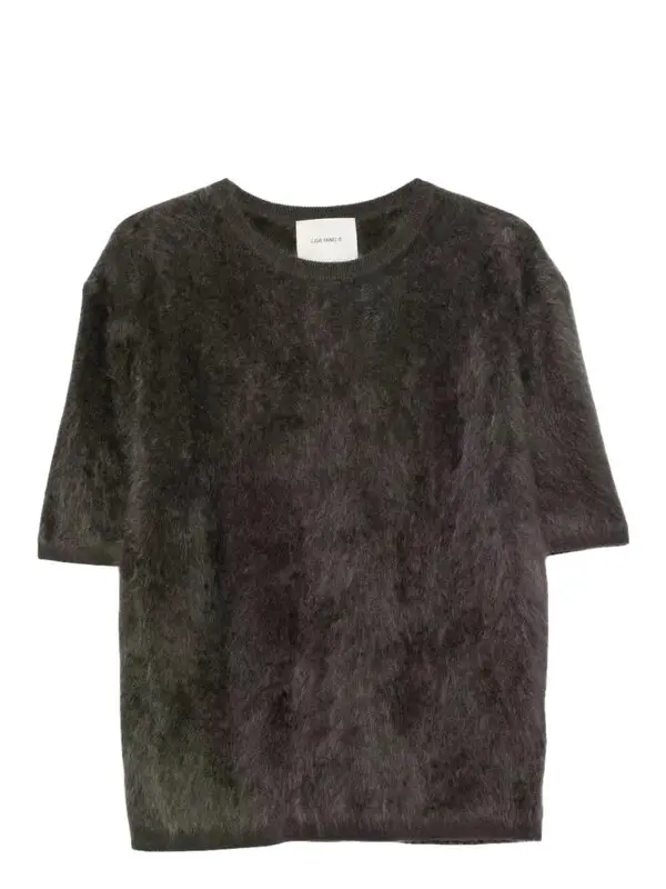 LISA YANG Maren Brushed Short-sleeve Sweater - Grey