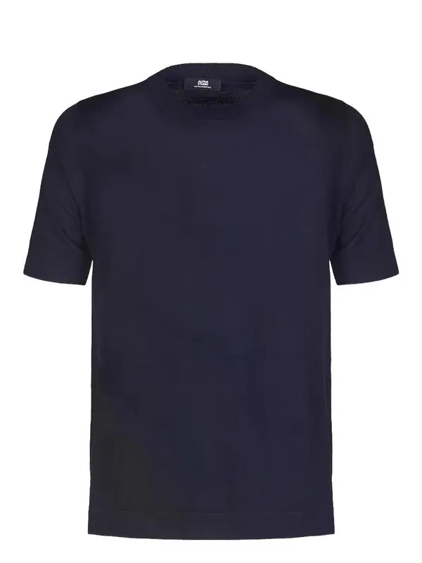 Alpha Studio Short-sleeved Crew-neck Sweater - Blue