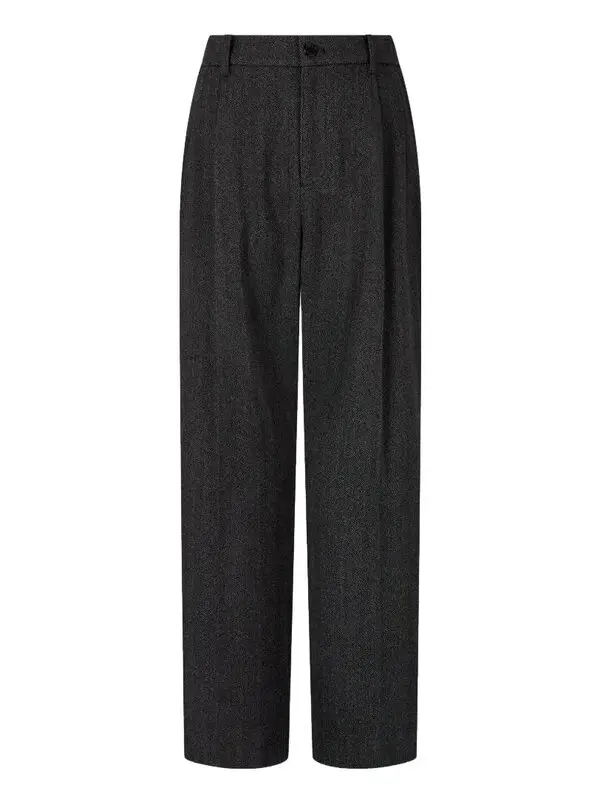 STUDIO TOMBOY Herringbone Pleated Straight-leg Trousers - Grey