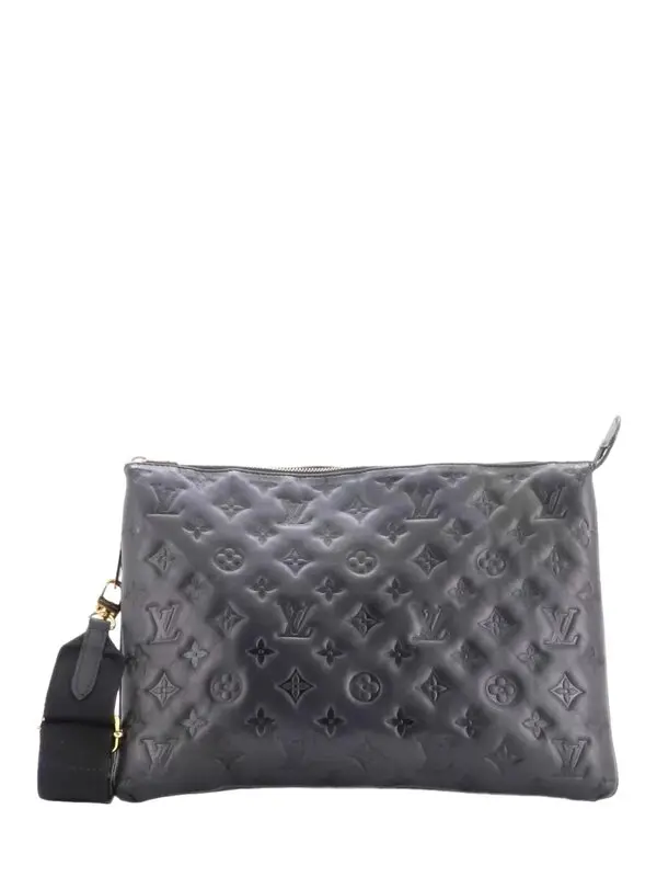 LOUIS VUITTON Coussin Bag Monogram Embossed Lambskin Mm Crossbody Bag - Black