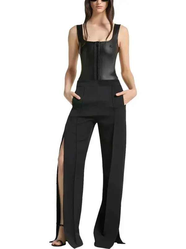 COURREGES Leather-effect Cut-out Bodysuit - Black