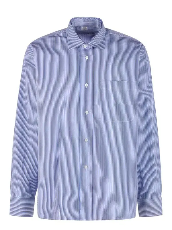 SALON C. LUNDMAN Striped Cotton Shirt - Blue