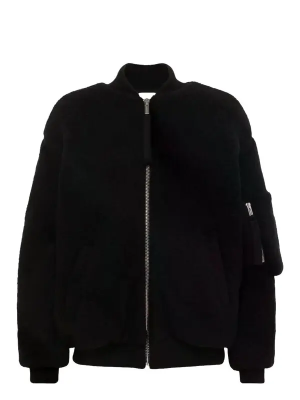 LANEUS Bouclé-knit Bomber Jacket - Black