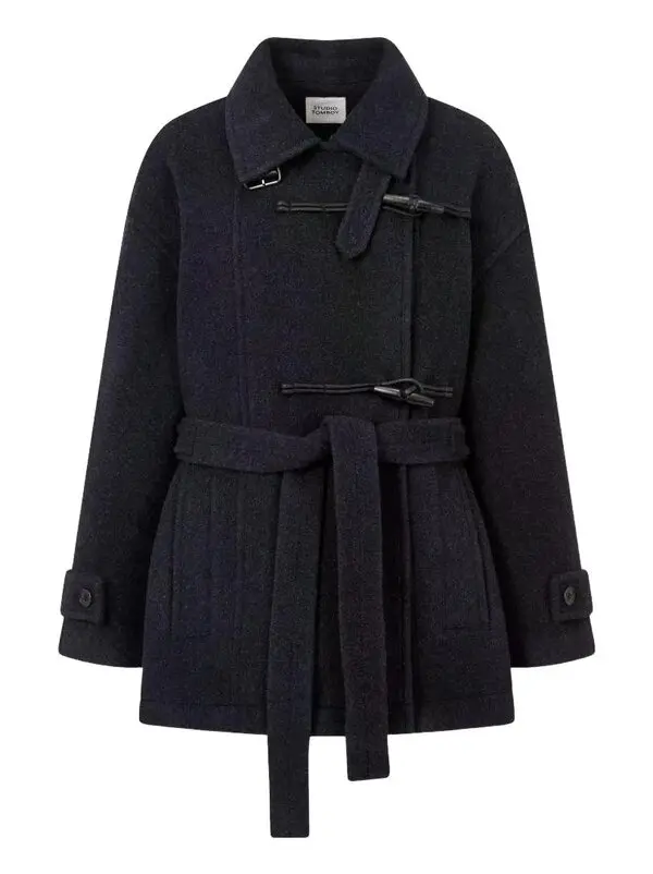 STUDIO TOMBOY Belted Toggle-fastening Coat - Blue