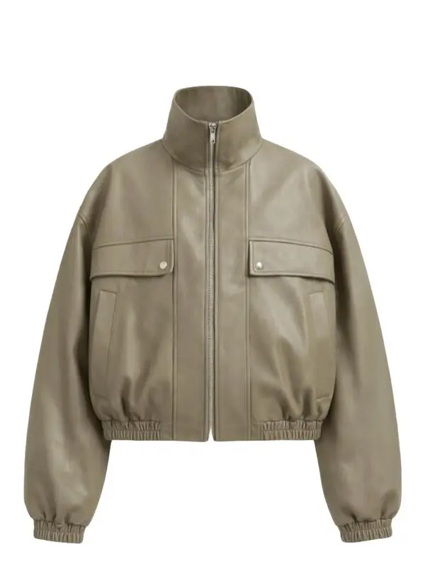 THE FRANKIE SHOP Nolita Faux Leather Bomber Jacket - Gray