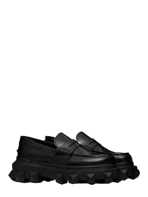 Valentino Garavani Trackstud Slip-on Loafers - Black