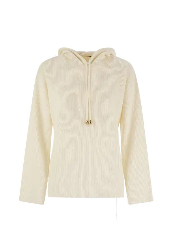 Fabiana Filippi Drawstring Knitted Hoodie - Ivory