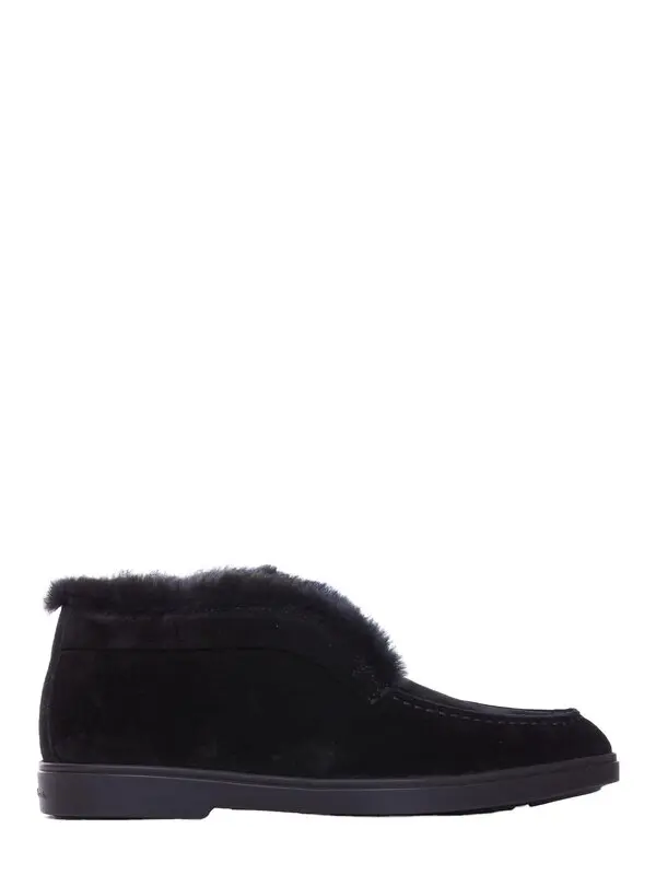 Santoni Round-head Short Boots - Black