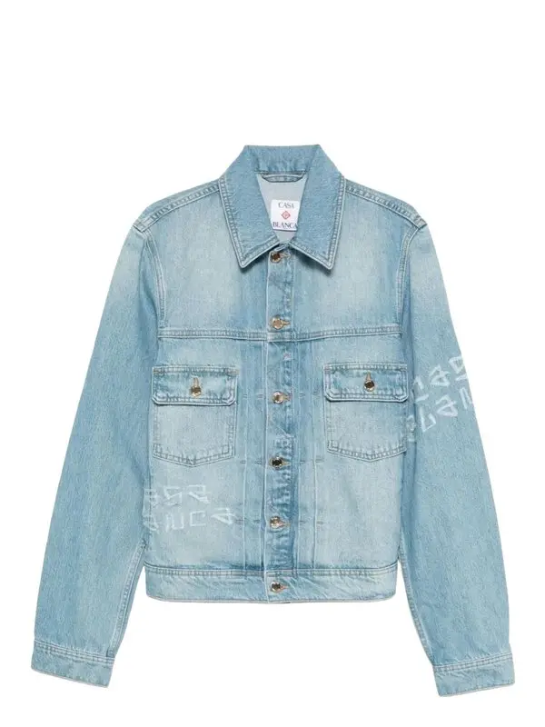 Casablanca Graffiti Effect Denim Jacket - Blue