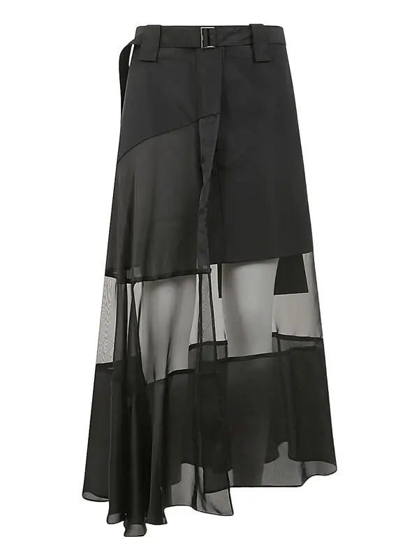 Sacai Panelled Pleated Skirt - Black