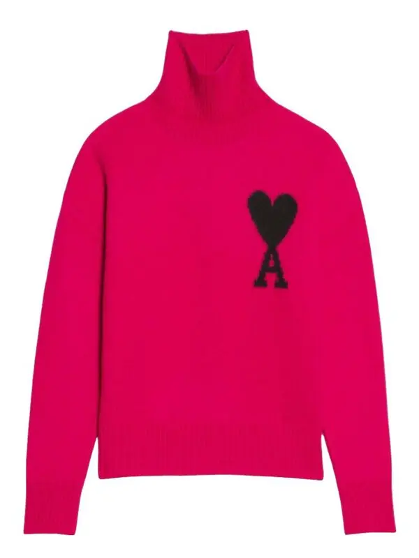 AMI Paris De Coeur Roll-neck Jumper - Red